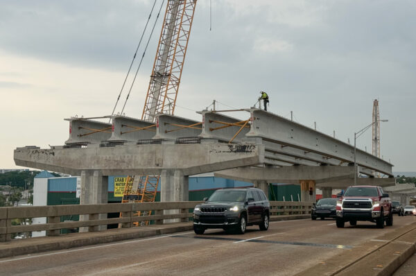 Beam placement continues for Brooks Bridge westbound structure in Fort ...