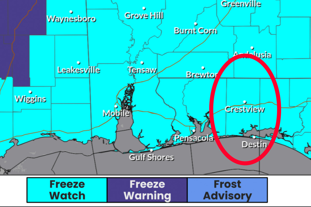 Freeze watch issued for Okaloosa County Monday night as record cold ...